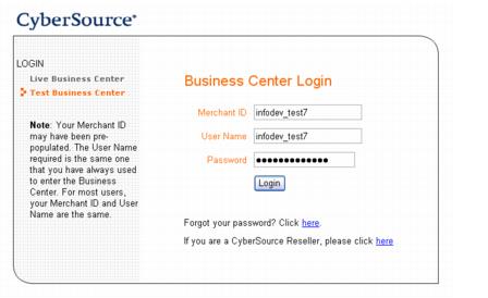 Logging into the Business Center for the First Time